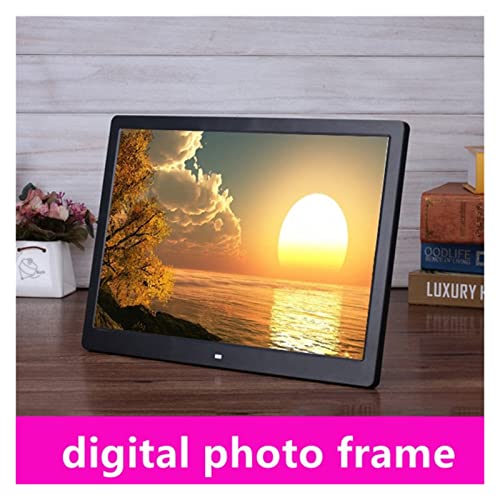 Family 15 Inch Screen LED Backlight HD 1280 * 800 Digital Photo Frame Electronic Album Picture Music Movie Full Function Good Gift (Color : Black16GB, Size : EU Plug)