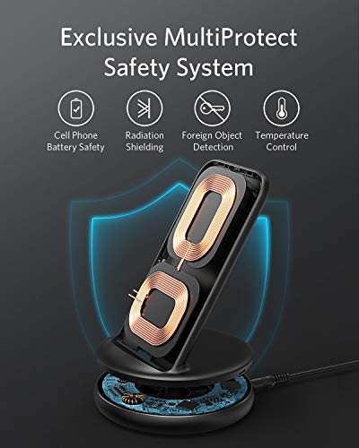 Anker Wireless Charger with Power Adapter, PowerWave II Stand, Qi-Certified 15W Max Fast Wireless Charging Stand for iPhone 14/14 Pro/14 Pro Max/13/13 Pro Max, Galaxy S10 S9 S8, Note 10 Note 9