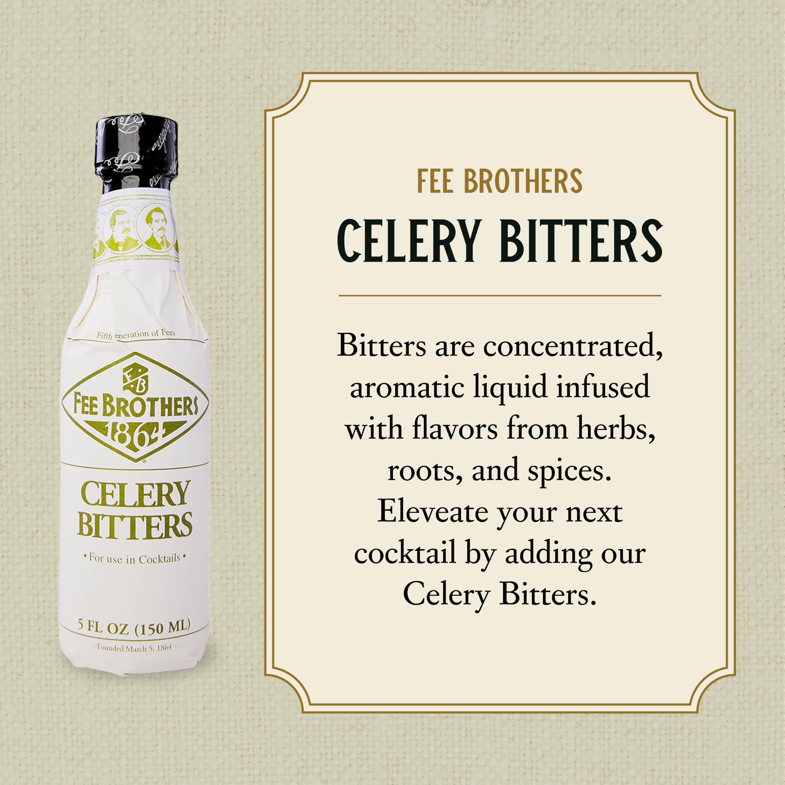 Fee Brothers Celery Cocktail Bitters - Aromatic Cocktail Mixer & Concentrated Flavoring, Gluten Free, Vegan-Friendly, 5 fl oz