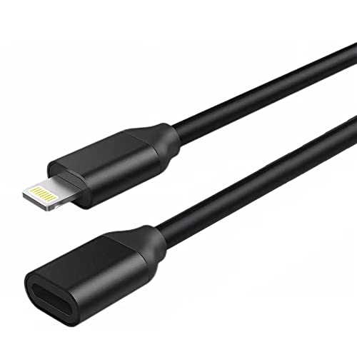 for iPhone Charger Extension Cable,6FT Lightning Extender Dock Cable Compatible with iPhone 14 Pro 13 Pro Max 12 11 X XR 8 7 6 Male to Female Cable Extension Adapter Cord Pass Video,Data,Audio (Black)