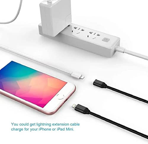 for iPhone Charger Extension Cable,6FT Lightning Extender Dock Cable Compatible with iPhone 14 Pro 13 Pro Max 12 11 X XR 8 7 6 Male to Female Cable Extension Adapter Cord Pass Video,Data,Audio (Black)