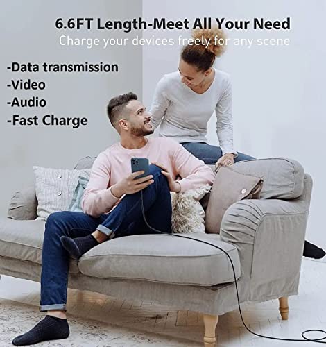 for iPhone Charger Extension Cable,6FT Lightning Extender Dock Cable Compatible with iPhone 14 Pro 13 Pro Max 12 11 X XR 8 7 6 Male to Female Cable Extension Adapter Cord Pass Video,Data,Audio (Black)
