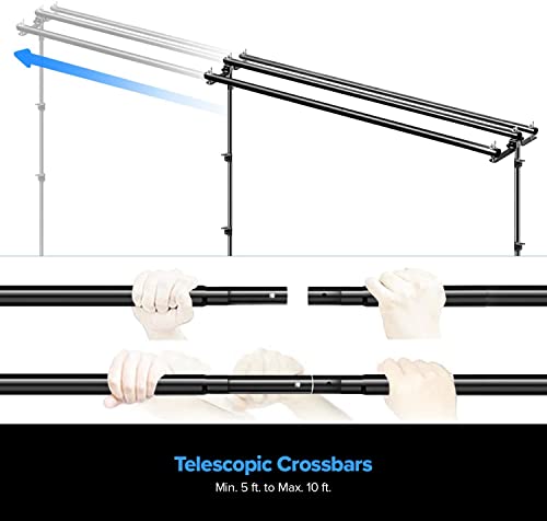 LimoStudio 10 x 9.6 feet Backdrop Stand with Triple Crossbar Background Support System, Easy Length Adjustment, Spring Clamps, Photography Video Event Occasion, AGG3159