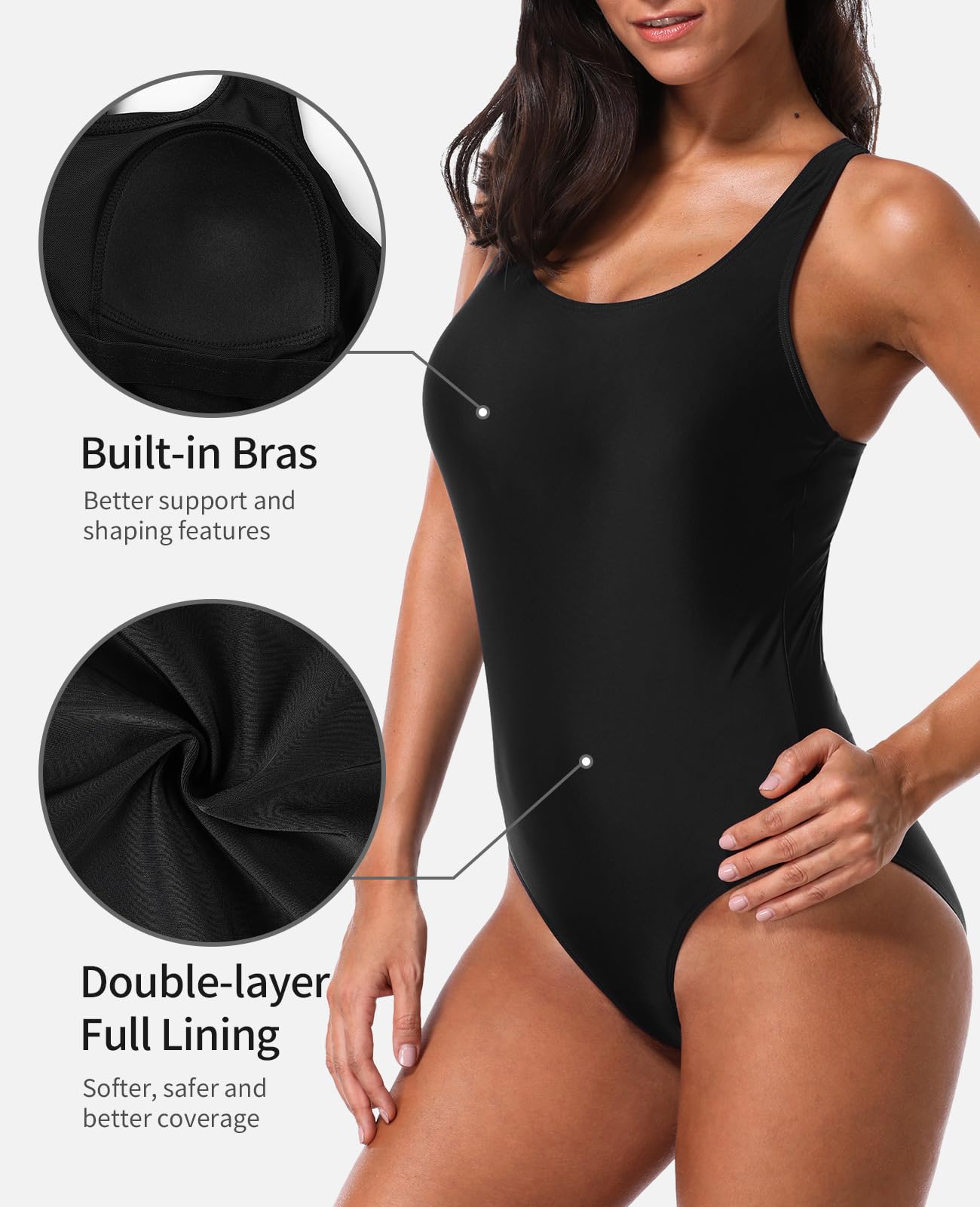 beautyin Women's Padded Sport One Piece Swimsuit Athletic Racerback Swimwear M