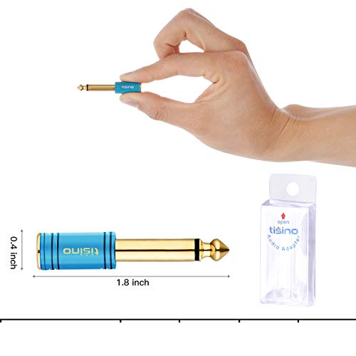 Disino 1/4 Mono to 3.5mm Stereo Adapter, Gold Plated 6.35mm TS Male Plug to 1/8 inch TRS Female Audio Connector - 2 Pack