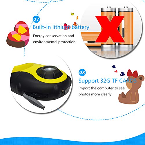 EVTSCAN Toddler Camera, Children Camera High Definition Dustproof Anti‑Fall Cartoon Mini Kid Camera Gray