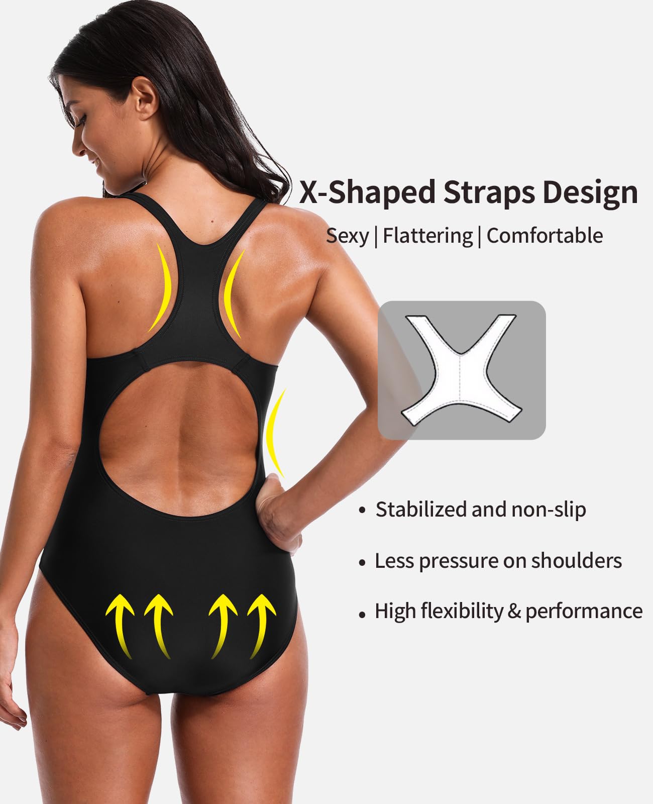 beautyin Women's Padded Sport One Piece Swimsuit Athletic Racerback Swimwear M