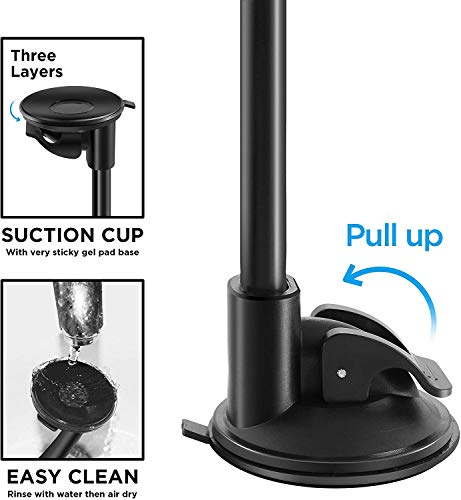 IPOW Upgraded Truck Phone Mount Holder Universal 11 Inches Long Arm Windshield Dashboard Car Mount Cradle with Adjustable X Clamp&Ultra Dashboard Base for Smartphones