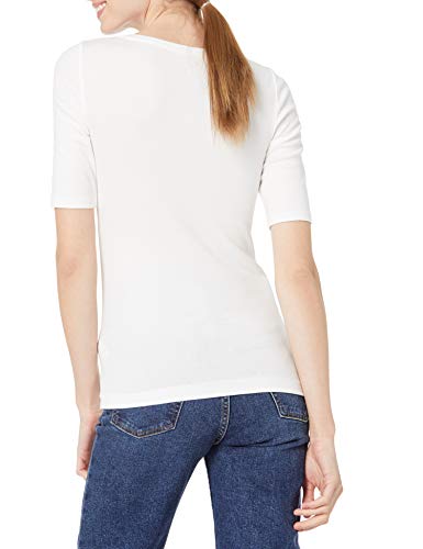 Amazon Essentials Women's Slim-Fit Half Sleeve Square Neck T-Shirt, Bright White, Medium