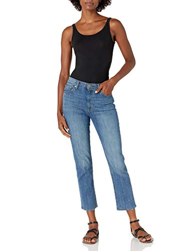 Amazon Essentials Women's Slim-Fit Thin Strap Tank Top, Pack of 2, Black/White, Large