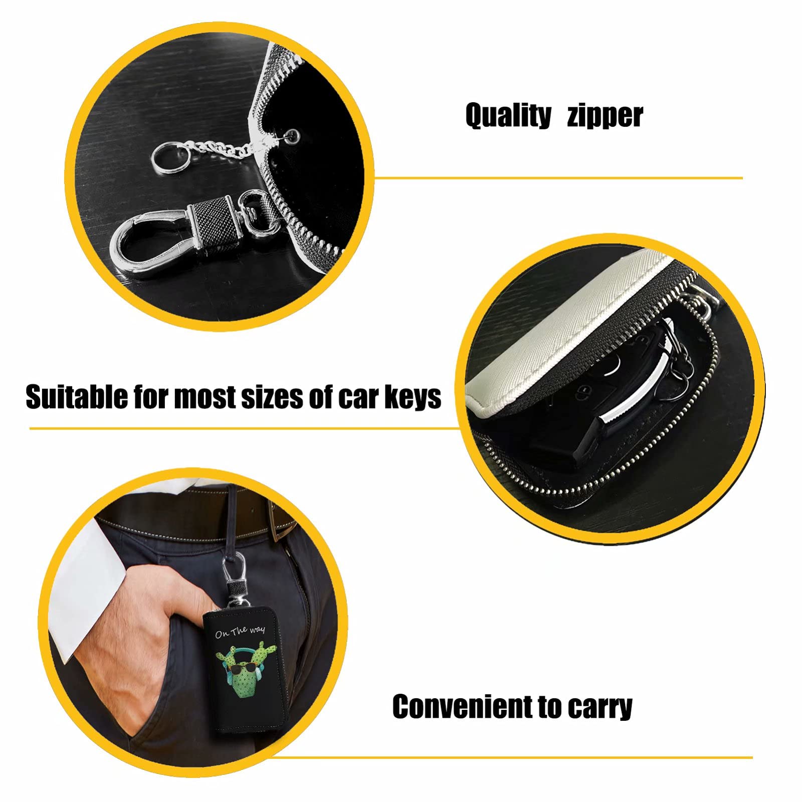 Advocator Red Rose Women Car Key Holder Keychain Case Zipper for Most Sizes of Keys Key Protector Smart Key Chain PU Leather Carry Easily