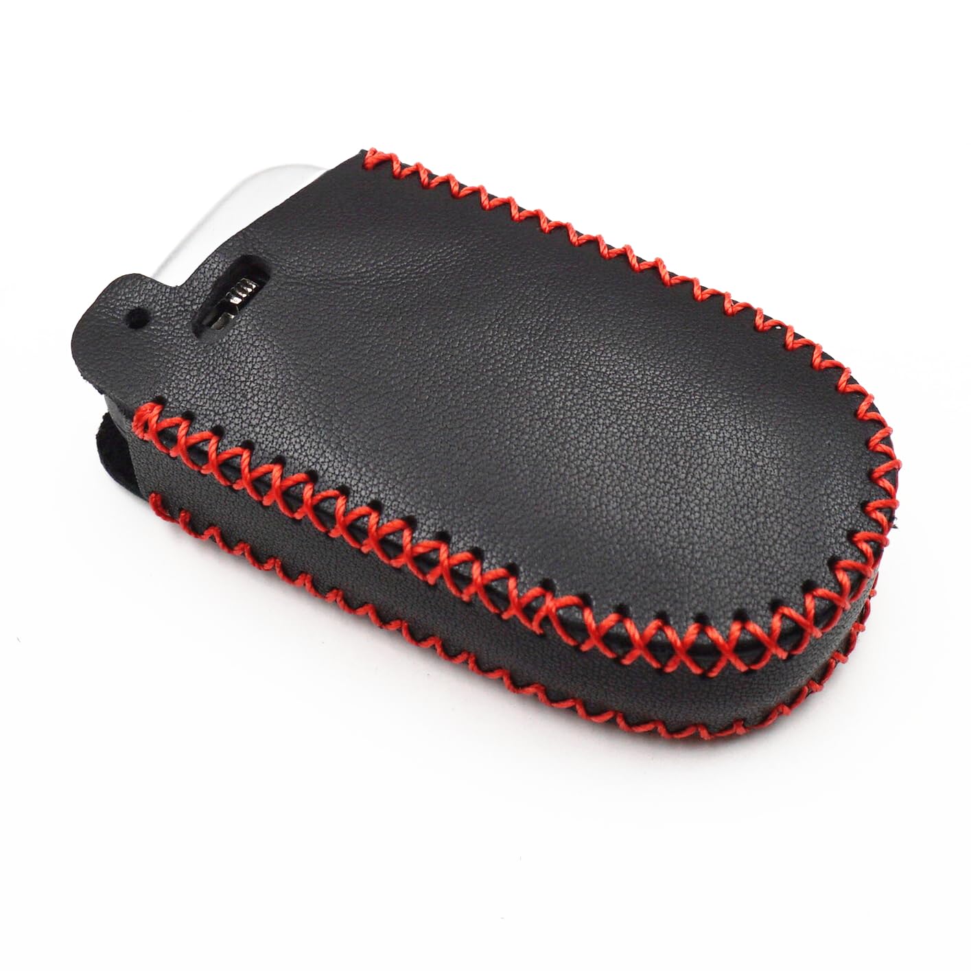 WFMJ Black Leather for Jeep Grand Cherokee Dodge Charger Challenger Dart Durango Journey Chrysler 300 5 Buttons Smart Remote Key Fob Case Cover Chain (type1)