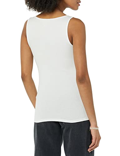Amazon Essentials Women's Slim Fit Square Neck Tank, Pack of 2, White, Small