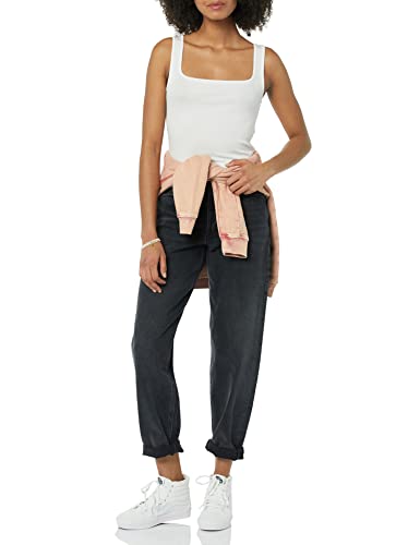 Amazon Essentials Women's Slim Fit Square Neck Tank, Pack of 2, White, Small