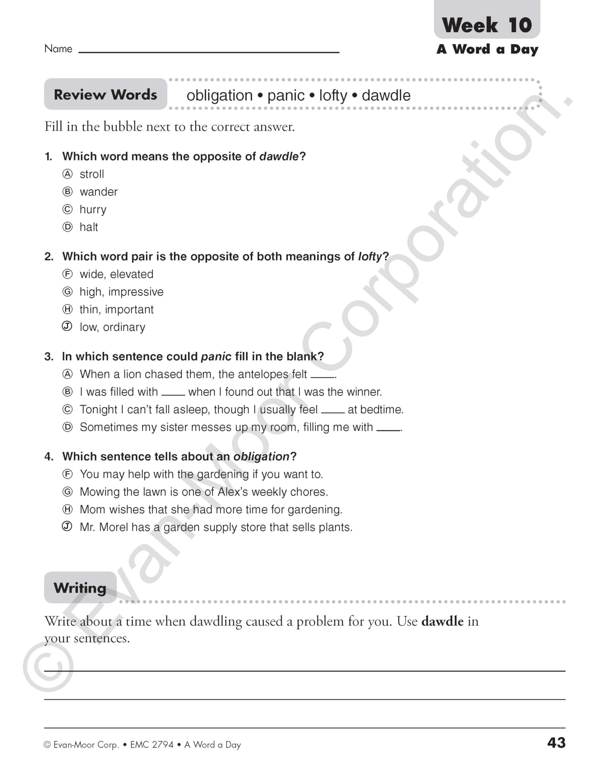 A Word a Day, Grade 4 Teacher Edition