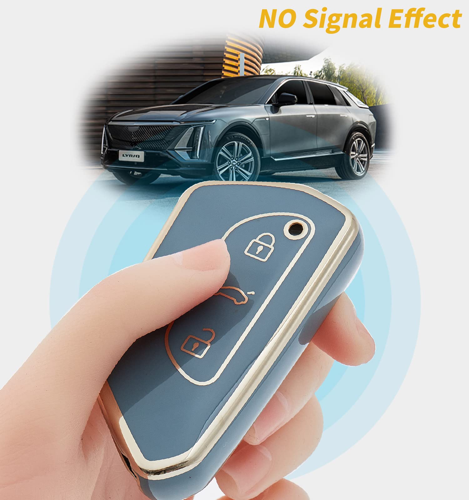 Aideco TPU Key fob Cover Compatible with Hyundai Genesis GV80 GV90 G70 G80 G90 GV70 Accessories Smart 6 Buttons Keychains (Blue)