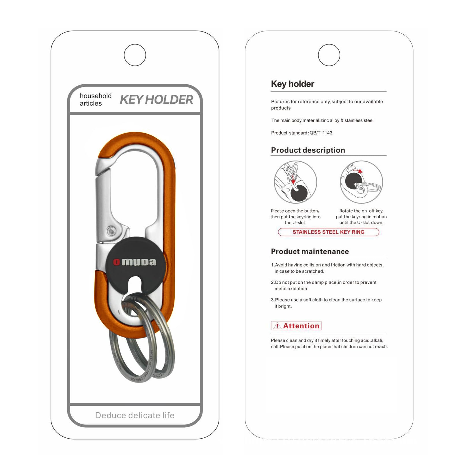 Qitiieli Men's Car Key Chain, Personalized Car Keychain for Men, Men's Metal Waistband Car Keychain, Double Ring Design, High-elasticity Buckle, Premium Car Keychain for Men