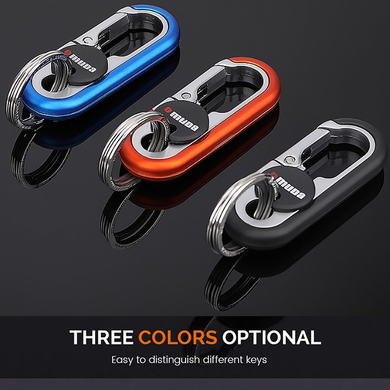 Qitiieli Men's Car Key Chain, Personalized Car Keychain for Men, Men's Metal Waistband Car Keychain, Double Ring Design, High-elasticity Buckle, Premium Car Keychain for Men
