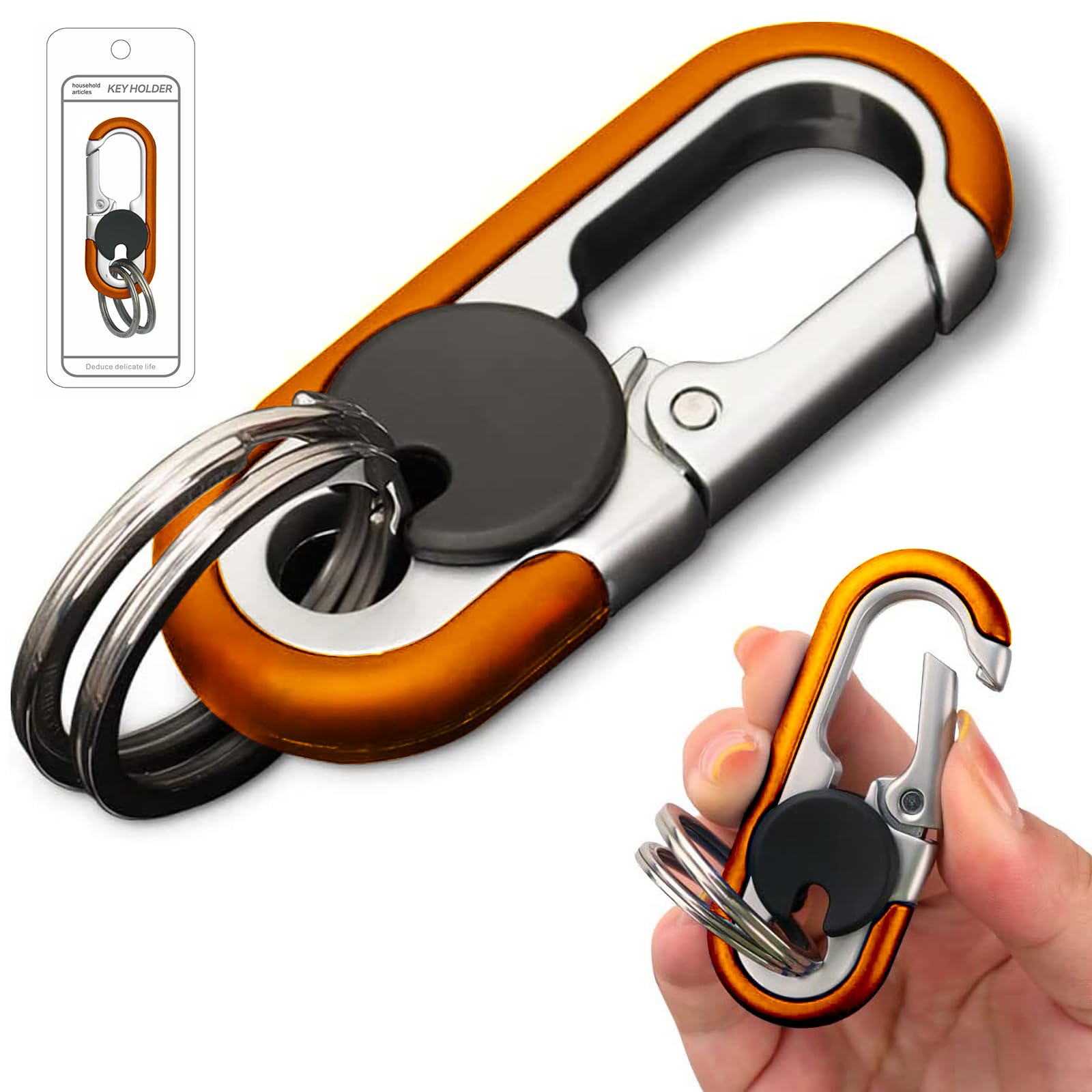 Qitiieli Men's Car Key Chain, Personalized Car Keychain for Men, Men's Metal Waistband Car Keychain, Double Ring Design, High-elasticity Buckle, Premium Car Keychain for Men