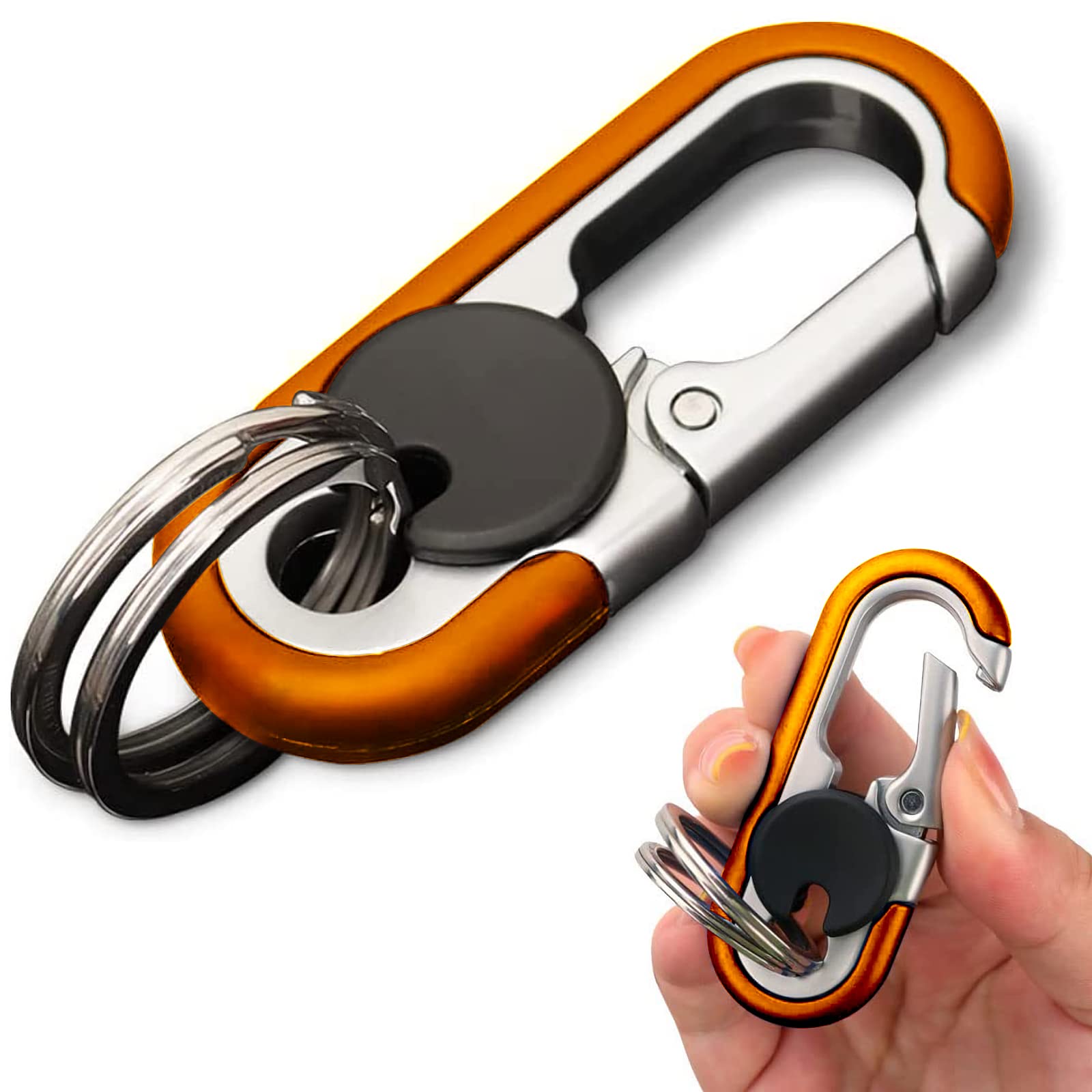 Qitiieli Men's Car Key Chain, Personalized Car Keychain for Men, Men's Metal Waistband Car Keychain, Double Ring Design, High-elasticity Buckle, Premium Car Keychain for Men