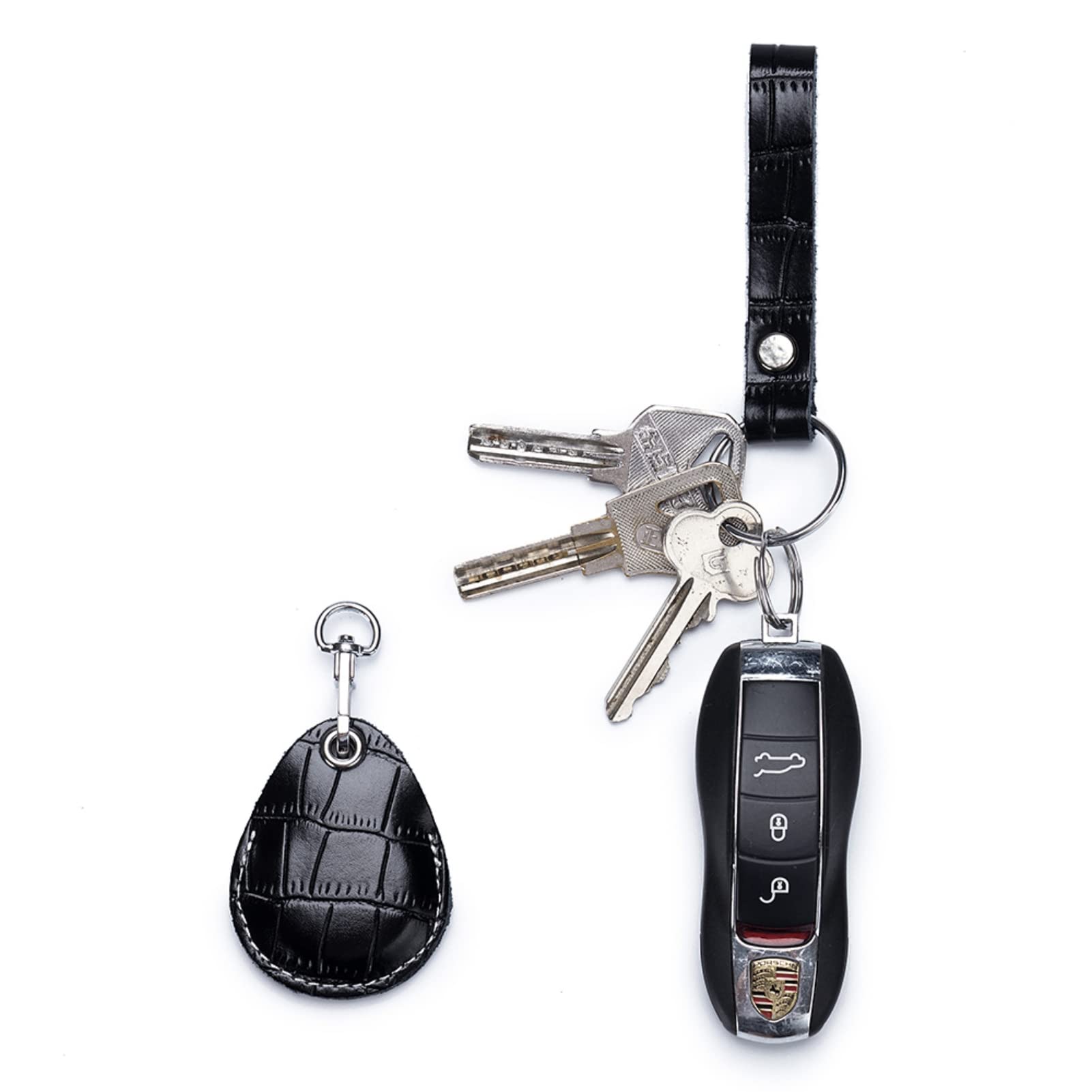 Temvue Access Card Holder RFID Key Fob Bag Key Chains NFC Smart Key Tag Card RFID Pod ID card protector common access card cover (Black)