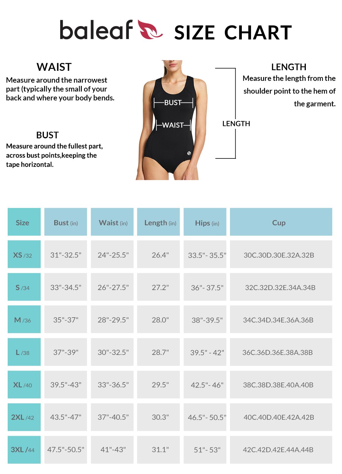 BALEAF Women's One Piece Bathing Suit Conservative Athletic Racerback One Piece Training Swimsuit Swimwear Black 40