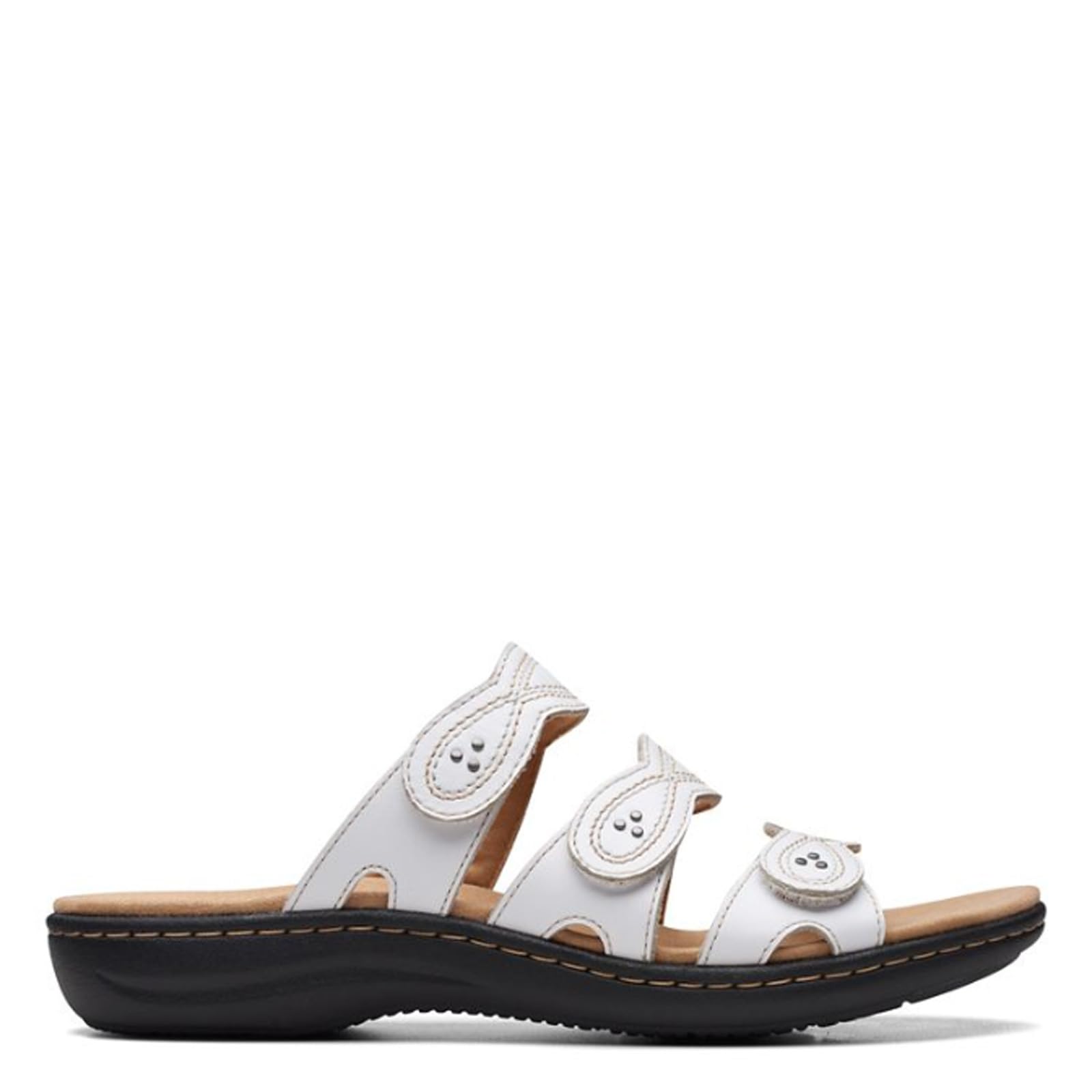 Clarks Women's Laurieann Ayla Flat Sandal, White Leather, 8