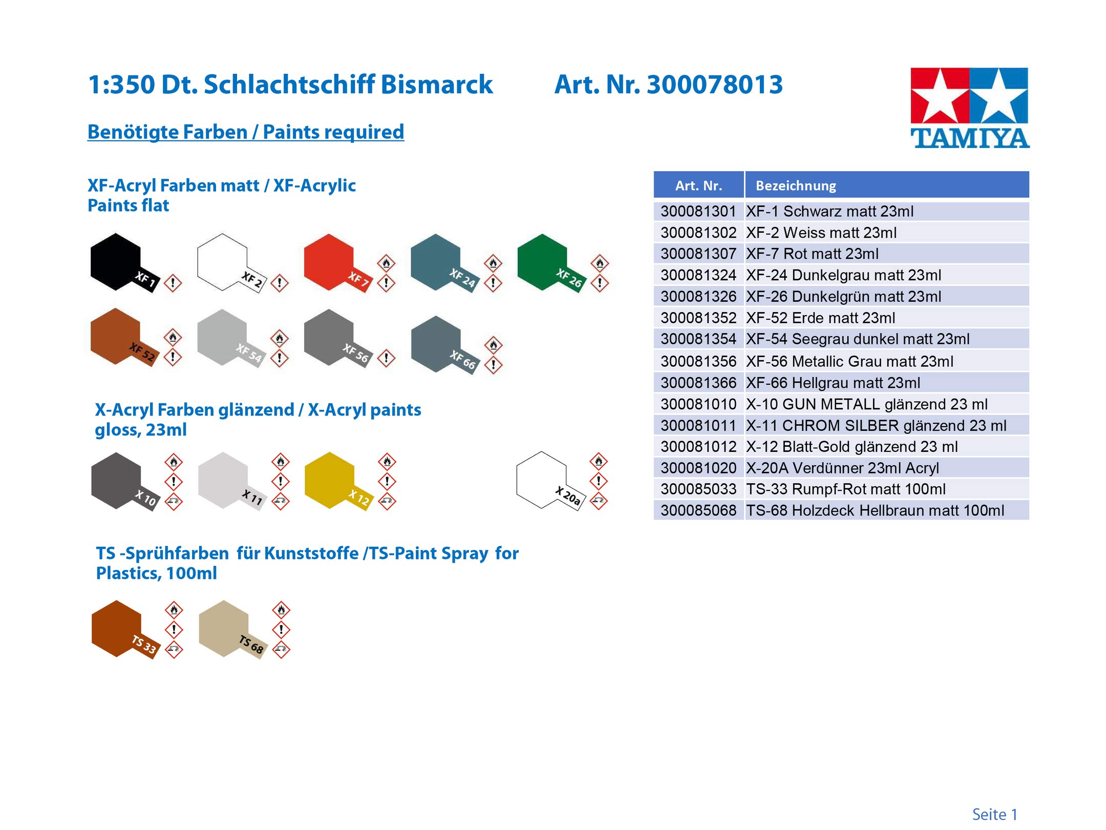 Tamiya 78013 1/350 German Battleship Bismarck Plastic Model Boat Kit