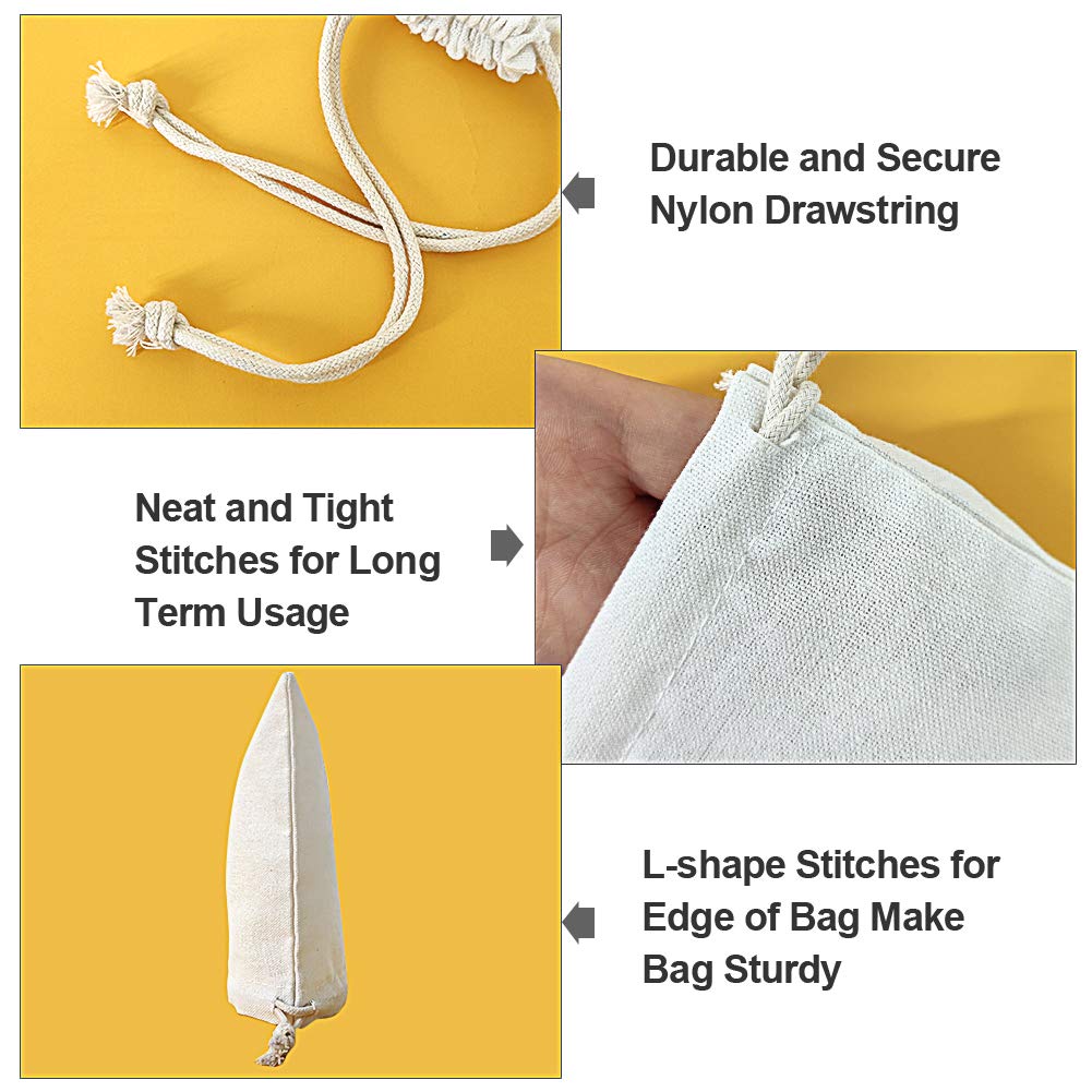 SumDirect 20Pcs Cotton Muslin Bags,White Small Lightweight Gift Bags Breathable Pouches with Drawstring Reusable Packing Storage Bags for Wedding, Party, Birthday (6x8inch)
