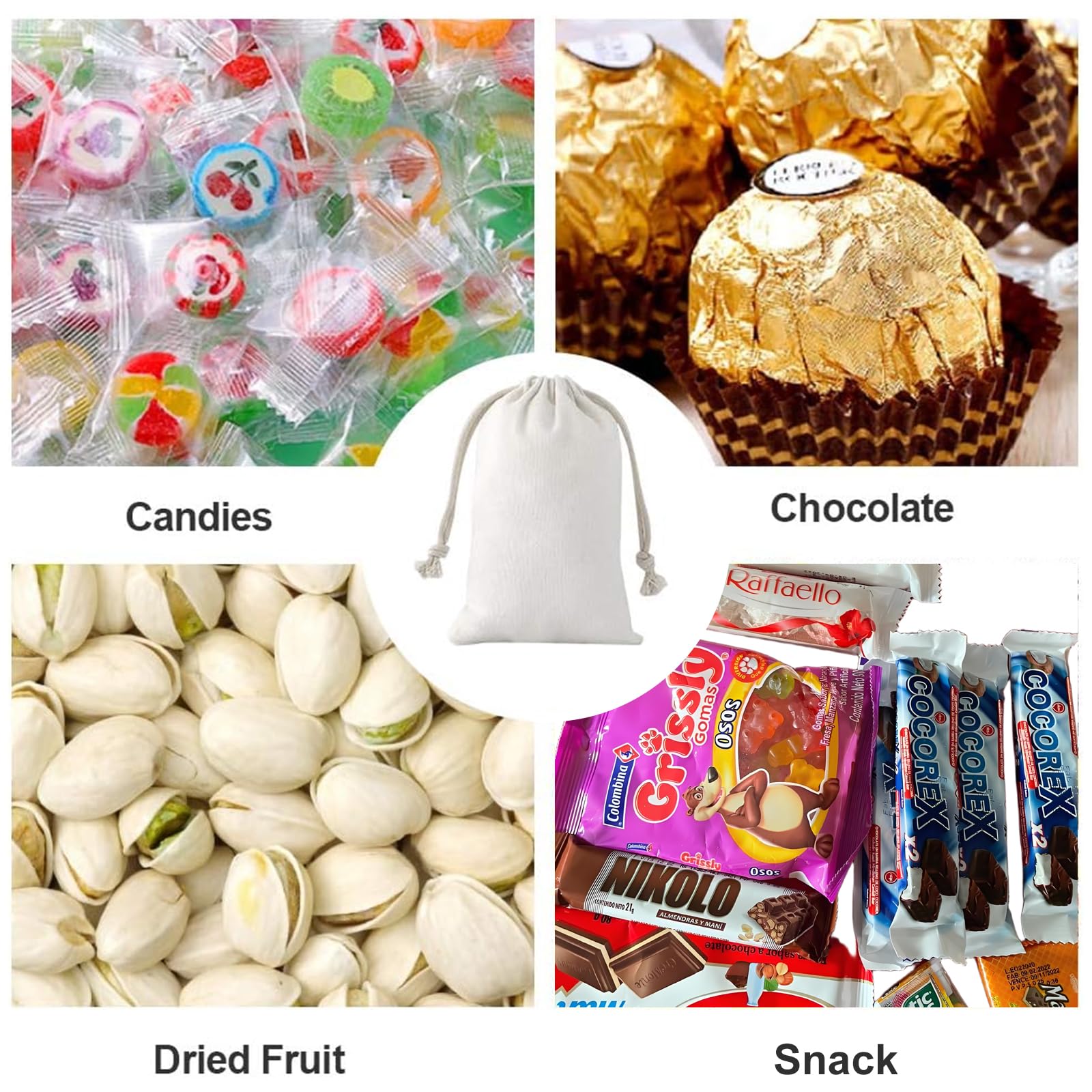 SumDirect 20Pcs Cotton Muslin Bags,White Small Lightweight Gift Bags Breathable Pouches with Drawstring Reusable Packing Storage Bags for Wedding, Party, Birthday (6x8inch)