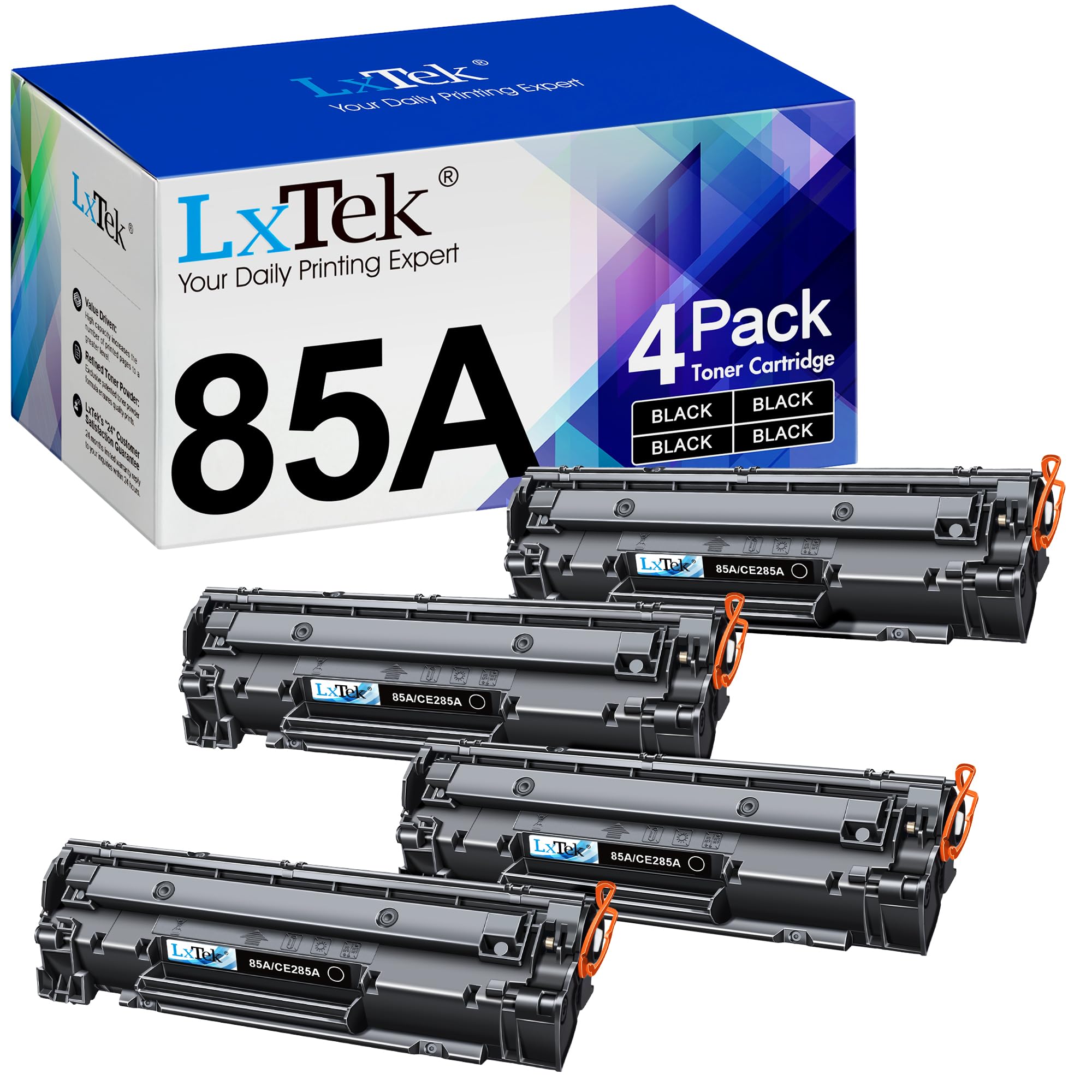 LxTek Compatible Toner Cartridge Replacement for HP 85A CE285A to Compatible with Laserjet Pro P1102W Pro P1109W M1212NF M1217NFW (Black, 4-Pack)