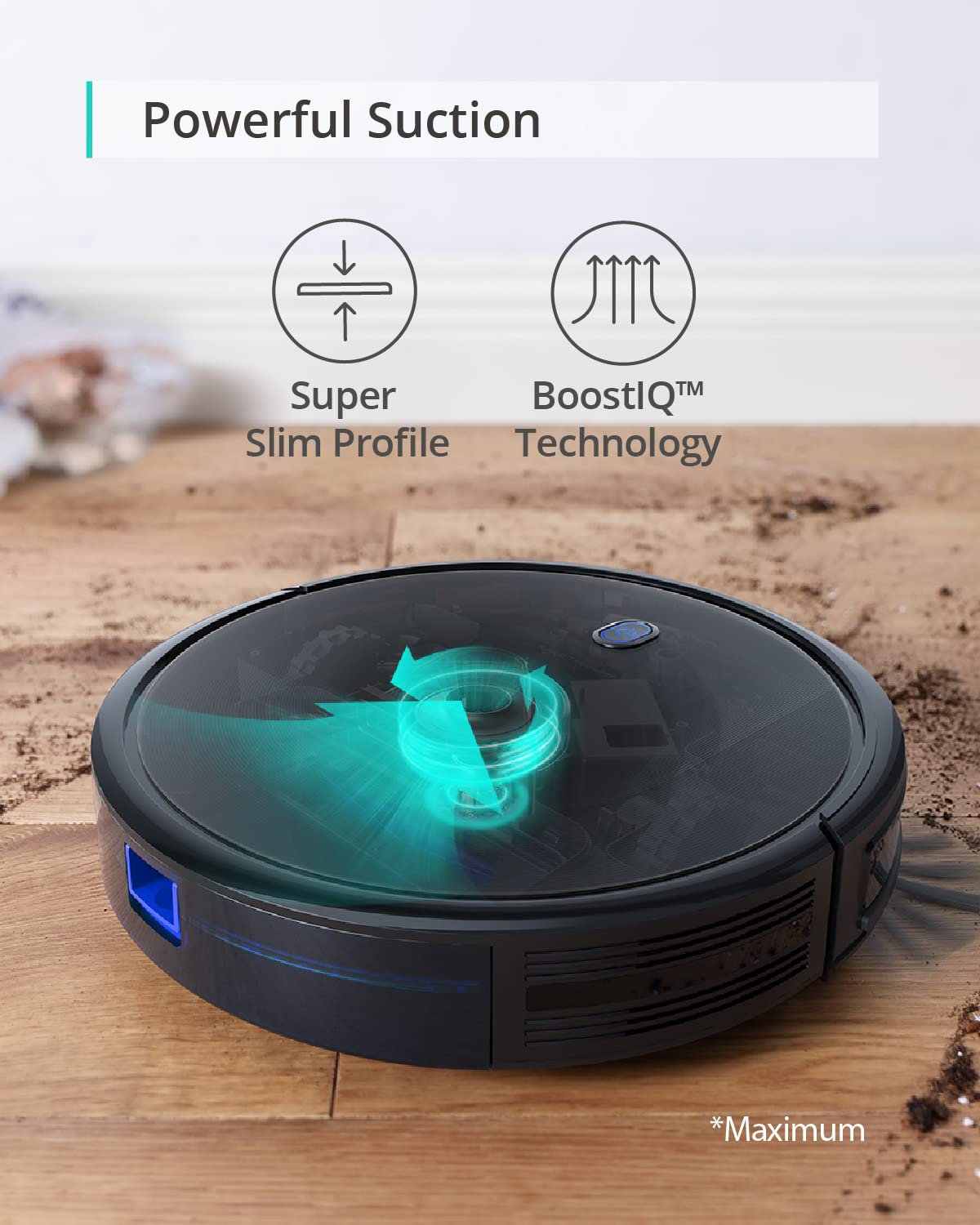 eufy BoostIQ RoboVac 11S MAX, Robot Vacuum Cleaner, Super-Thin, 2000Pa Super-Strong Suction, Quiet, Self-Charging Robotic Vacuum Cleaner, Cleans Hard Floors to Medium-Pile Carpets, Black