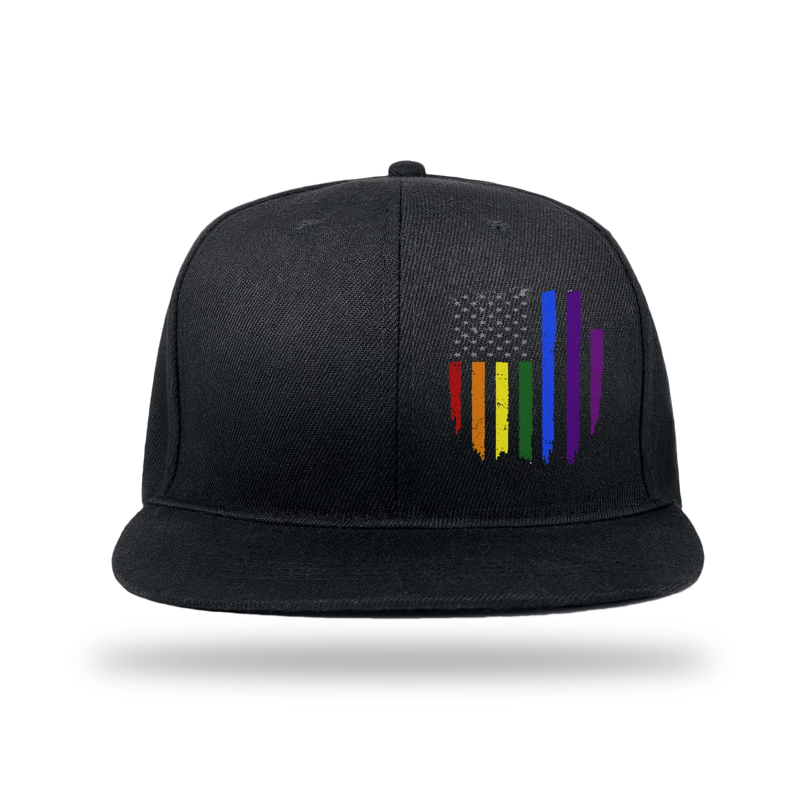 LGBTQ Accessories Pride Gay Stuff Rainbow Snapback Hats for Men Flat Bill Adjustable Baseball Cap Trucker Dad Hat Black Gifts