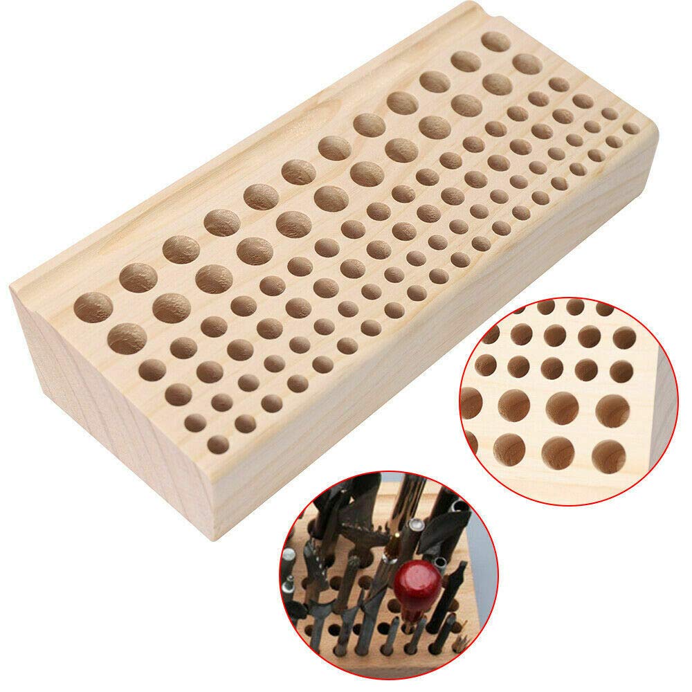 Leather Craft Working Tool Holder Rack, 98 Holes Leather Crafting Tool Wooden Holder Storage Box Rack Organizer