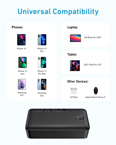Anker Portable Charger, 347 Power Bank (PowerCore 40K), 40,000mAh 30W Battery Pack with USB-C High-Speed Charging, for MacBook, iPhone, Samsung Galaxy, iPad, and More
