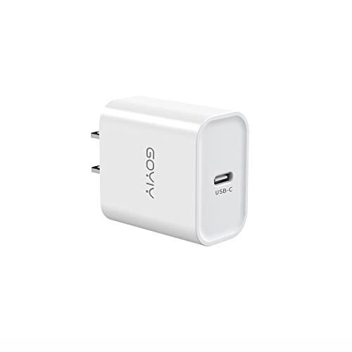 GOYIY 20W USB C Wall Charger, Fast Phone Charger Block,PD Power Adapter Compatible with iPhone, iPad Pro/Mini, MageSafe Charger, Google Pixel -White