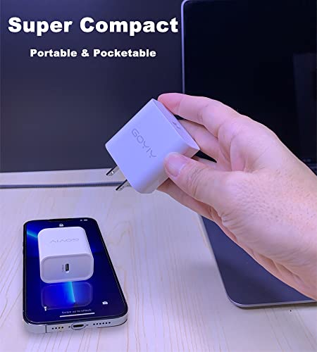 GOYIY 20W USB C Wall Charger, Fast Phone Charger Block,PD Power Adapter Compatible with iPhone, iPad Pro/Mini, MageSafe Charger, Google Pixel -White