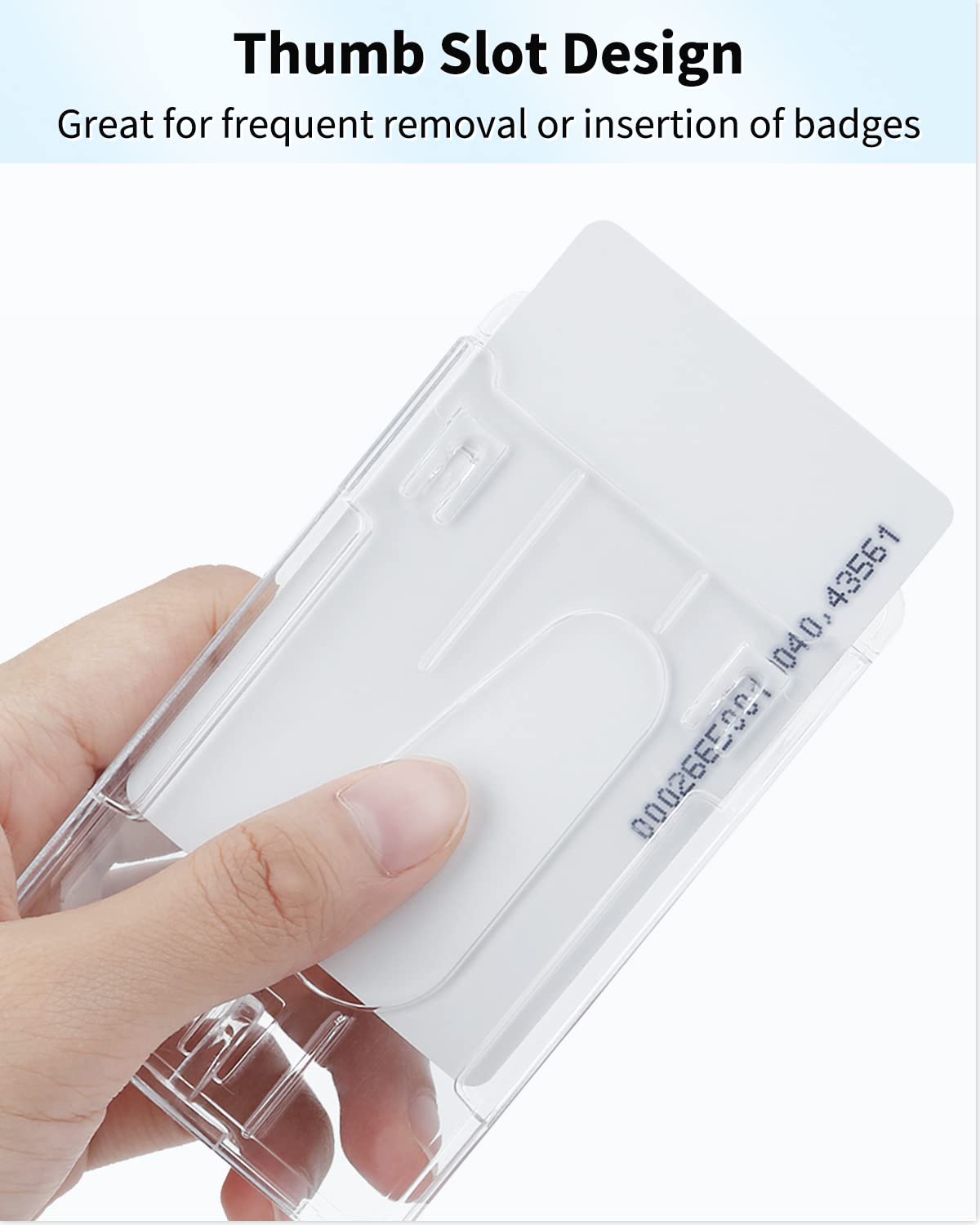 Pawfly Vertical 2-Card Badge Holder with Thumb Slot Hard Transparent PC Case Protector for Office School IDs Credit Cards Driver’s Licenses and Passes, 2 Pack