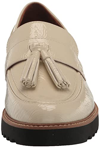 Franco Sarto Womens Carolynn Lug Sole Loafer with Tassel Detail, Putty White Patent, 9.5