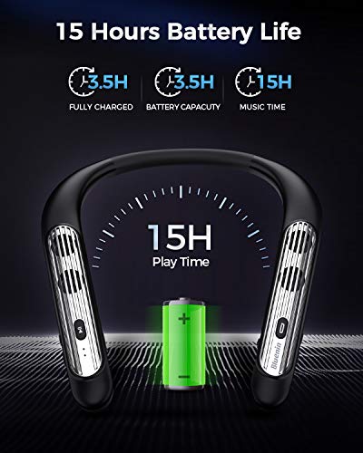 Bluenin Bluetooth Speaker Portable Bluetooth Speakers Wearable Neckband Bluetooth Speakers, Wireless Collar Speaker CVC 8.0 Noise Cancelling 3D Sound Personal Sport Speaker with Mic(Black)