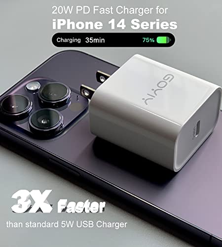 GOYIY 20W USB C Wall Charger, Fast Phone Charger Block,PD Power Adapter Compatible with iPhone, iPad Pro/Mini, MageSafe Charger, Google Pixel -White
