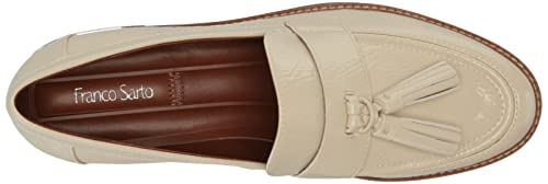 Franco Sarto Womens Carolynn Lug Sole Loafer with Tassel Detail, Putty White Patent, 9.5