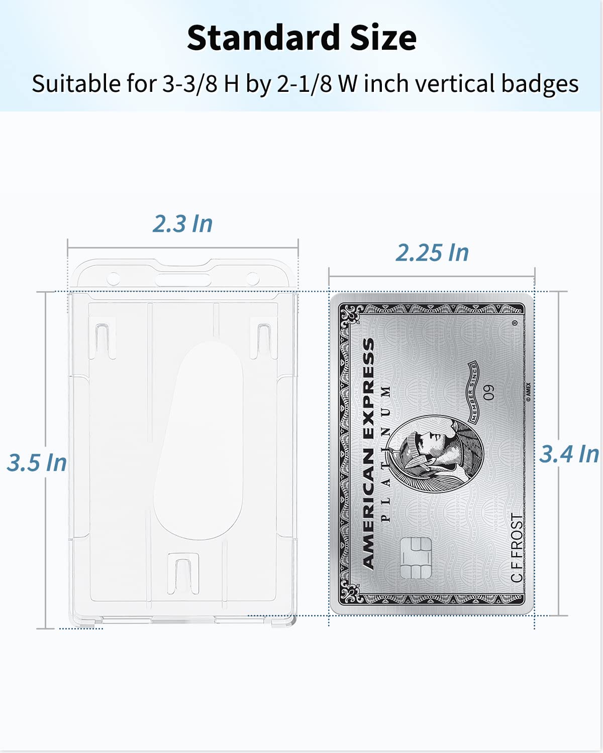 Pawfly Vertical 2-Card Badge Holder with Thumb Slot Hard Transparent PC Case Protector for Office School IDs Credit Cards Driver’s Licenses and Passes, 2 Pack