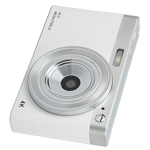 Mini Digital Camera, LED Fill Light 2.88in IPS HD Screen 4K Digital Camera 16X Zoom with Hand Strap for Shooting White