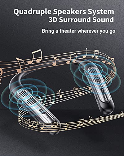 Bluenin Bluetooth Speaker Portable Bluetooth Speakers Wearable Neckband Bluetooth Speakers, Wireless Collar Speaker CVC 8.0 Noise Cancelling 3D Sound Personal Sport Speaker with Mic(Black)