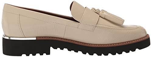 Franco Sarto Womens Carolynn Lug Sole Loafer with Tassel Detail, Putty White Patent, 9.5