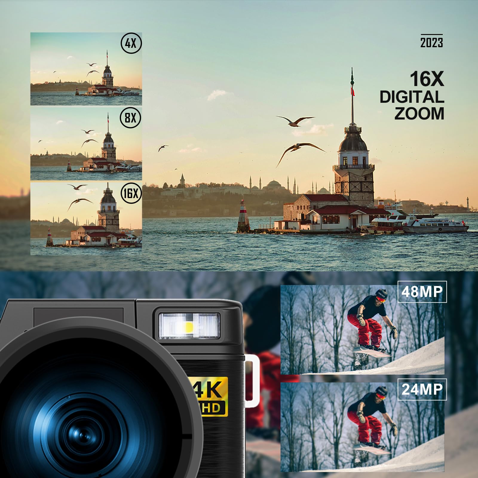 G-Anica 4k Digital Cameras for Photography, 48MP Video/Vlogging Camera for YouTube, Vlogger Kit,