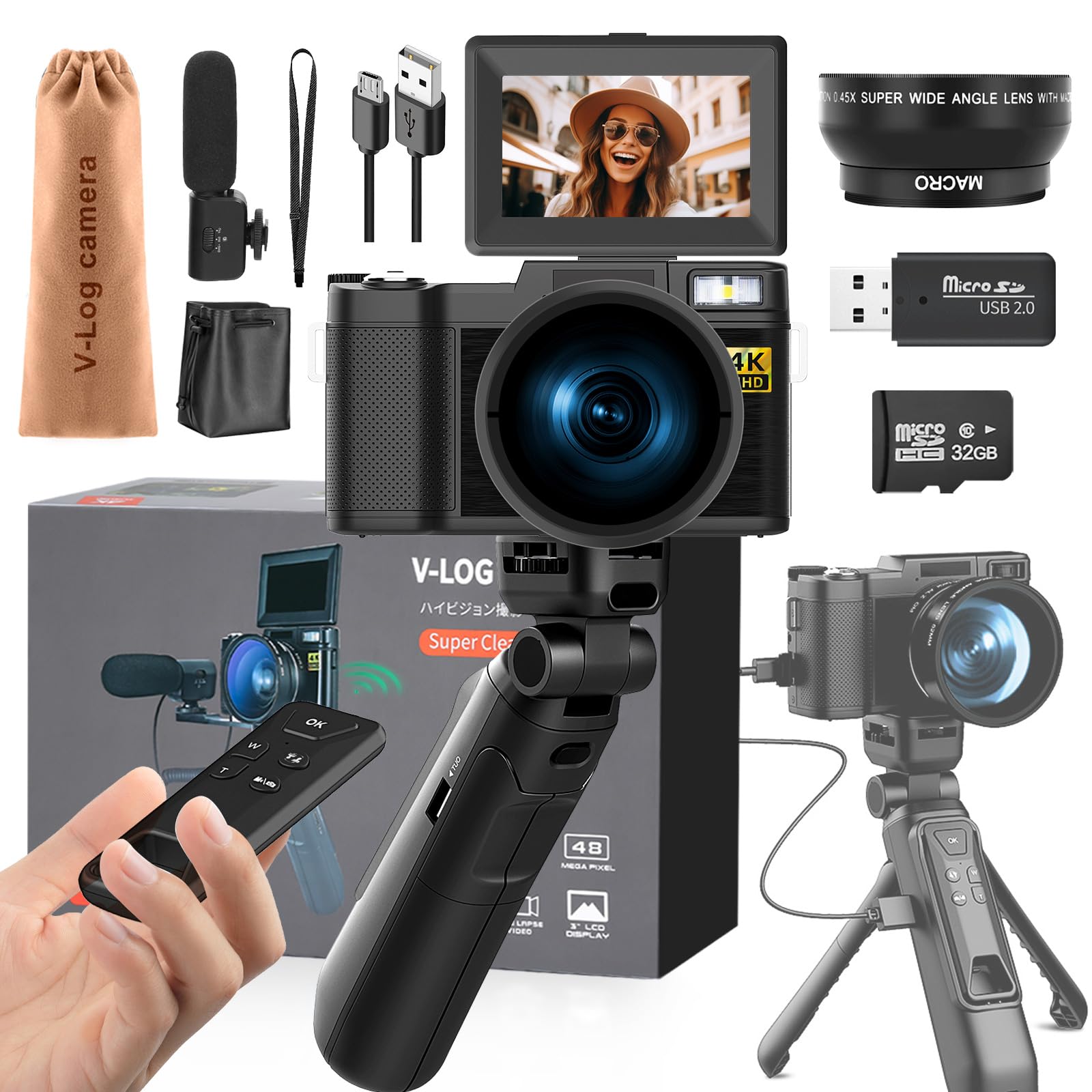 G-Anica 4k Digital Cameras for Photography, 48MP Video/Vlogging Camera for YouTube, Vlogger Kit,