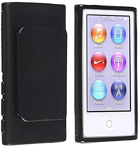 iPod Black Belt Clip TPU Rubber Skin Case Cover for Apple iPod Nano 7th Generation 7G 7
