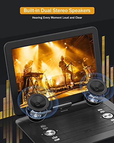WONNIE 17.9’’ Large Portable DVD/CD Player with 6 Hrs 5000mAH Rechargeable Battery, 15.4‘’ Swivel Screen,1366x768 HD LCD TFT, Regions Free, Support USB/SD Card/ Sync TV , High Volume Speaker